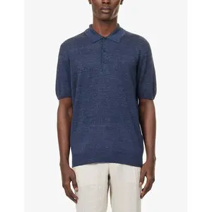 Corneliani Short-sleeve Linen And Silk-blend Polo Shirt
