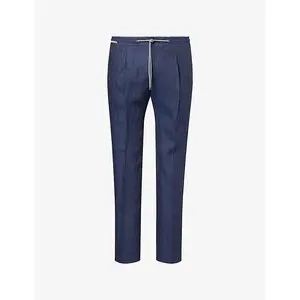Corneliani Pleated Drawstring Linen Trousers