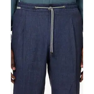 Corneliani Pleated Drawstring Linen Trousers