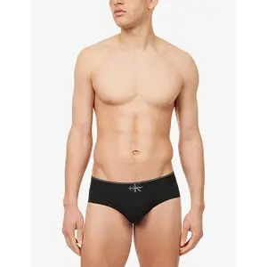 Calvin Klein Graphic Monogram Pack Of Three Stretch-cotton Briefs