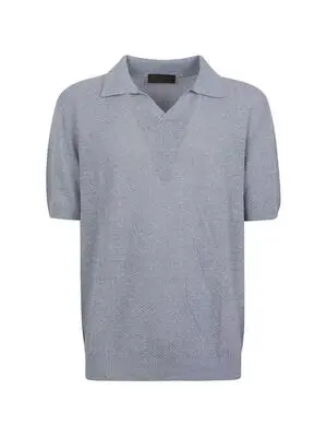 BRETT JOHNSON Chevron-knit Polo Shirt