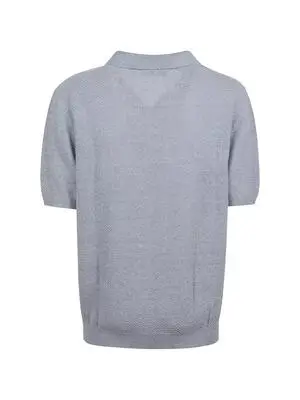 BRETT JOHNSON Chevron-knit Polo Shirt