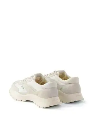 Prada Mesh And Suede Lace-up Sneakers - Neutrals