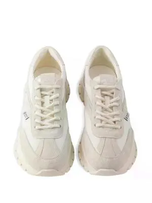Prada Mesh And Suede Lace-up Sneakers - Neutrals