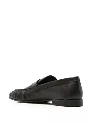 LEQARANT Ruched Leather Loafers