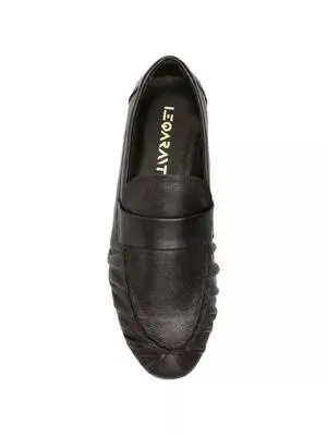 LEQARANT Ruched Leather Loafers