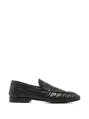 LEQARANT Ruched Leather Loafers