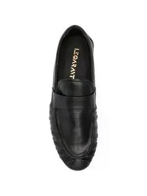 LEQARANT Ruched Leather Loafers