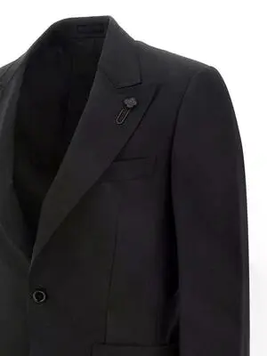 LARDINI Peak-lapel Wool Blazer - Black