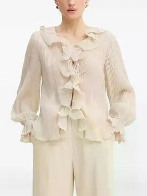 Guess Crinkled-texture Blouse With Ruffled Trim