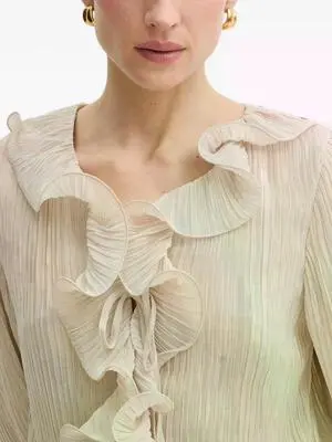 Guess Crinkled-texture Blouse With Ruffled Trim