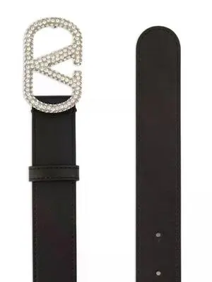 Valentino Garavani Vlogo Signature Belt In Shiny Calfskin With Crystals