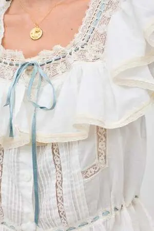 Rixo Melisa Ruffle Lace Trimmed Blouse