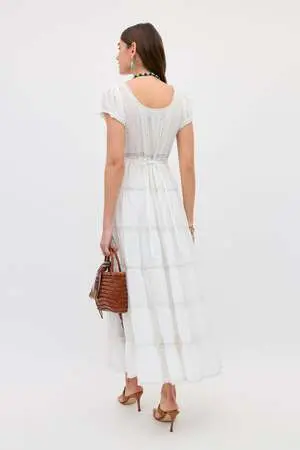 Rixo Jaclyn Ivory Midi Dress - White