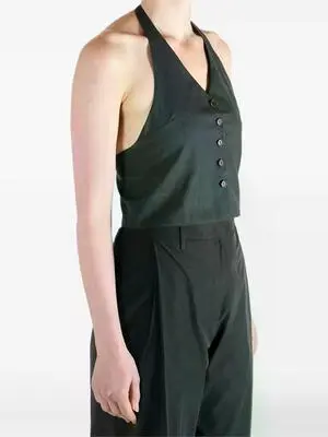 AMOMENTO Halterneck Button-up Top