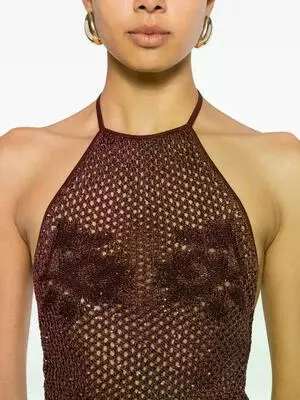 Amiri Sequin-embellished Open-knit Top