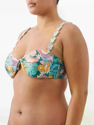 DEL MAAR Kaay Crochet Floral-print Bikini Top