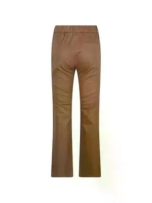 ENES Elasticated-waistband Leather Trousers - Neutrals