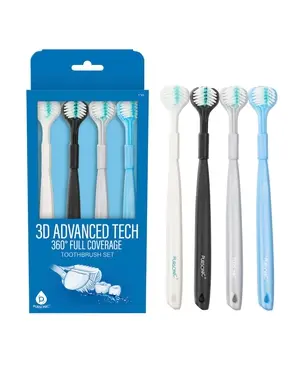 PURSONIC 3d Advanced Tech 360° Full Coverage Toothbrush Set (4-pack) Blue