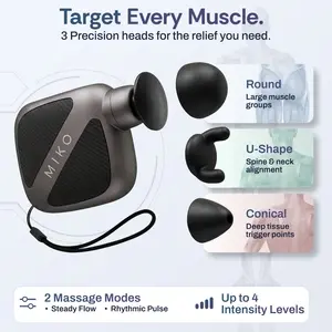 MIKO Pulse Go Portable Massage Gun With Adjustable Intensity And Interchangeable Heads For Targeted Muscle Relief