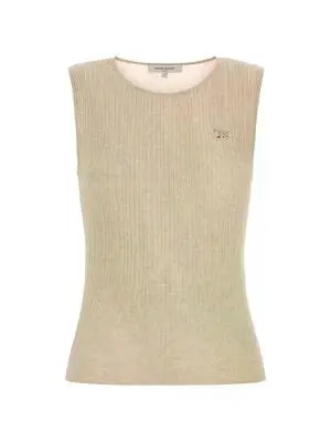 Maison Kitsuné Ribbed-knit Top With Fox Patch