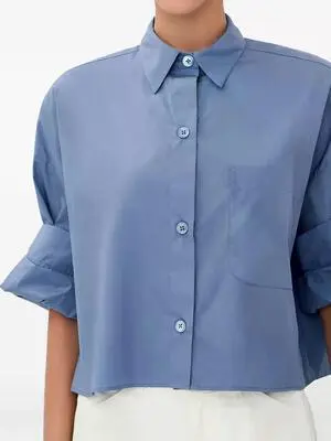 TWP Cropped Button-up Shirt - Blue