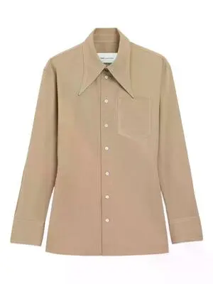 AMI Paris Cotton Fitted Shirt With Sharp Collar