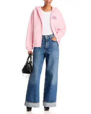 WILLY CHAVARRIA Ropita Shrunken Zip Through Hoodie - Chicle