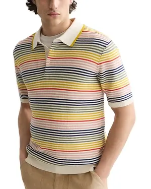 Scotch & Soda Striped Structured Knitted Regular Fit Polo - Multi
