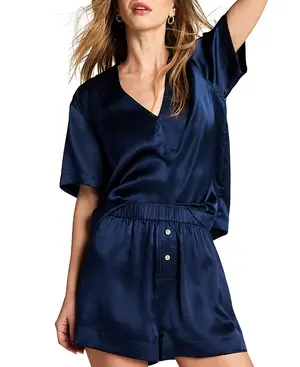 NEGATIVE Eclipse Washable Silk V-top - Navy