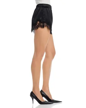 L'Agence Joy Silk Lace Trim Shorts