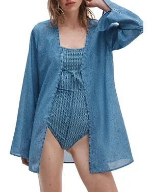 Rag & Bone Rb Miramar Crinkled Swim Cover-up Top - Minet