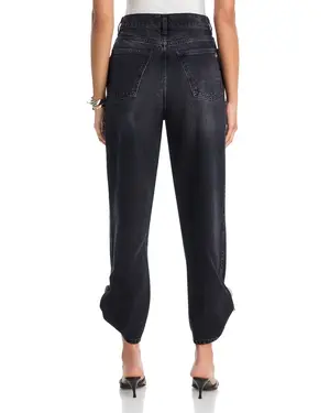 AREA Crystal Knot Denim Jeans - Black