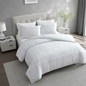 Vera Wang Blurred Plaid Cotton 3 Piece Comforter Set, King