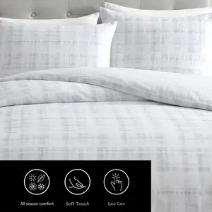 Vera Wang Blurred Plaid Cotton 3 Piece Comforter Set, King