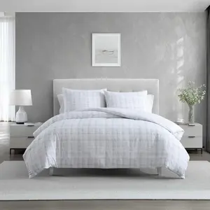 Vera Wang Blurred Plaid Cotton 3 Piece Comforter Set, King