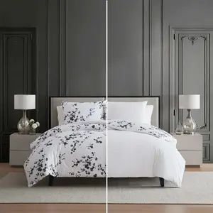 Vera Wang Noir Bouquet Cotton 3 Piece Comforter Set, King