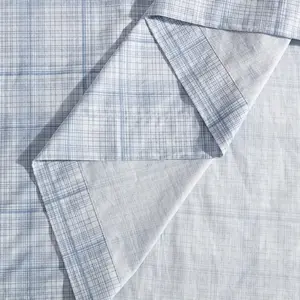 Calvin Klein Multi Grid Washed Cotton Percale 4 Piece Sheet Set, Queen