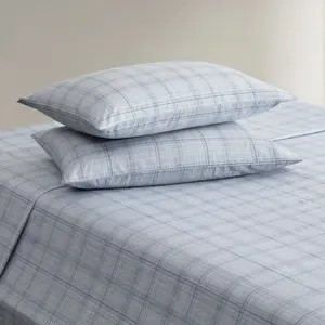 Calvin Klein Multi Grid Washed Cotton Percale 4 Piece Sheet Set, King
