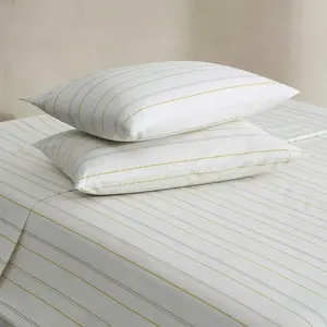 Calvin Klein Pinstripes Washed Cotton Percale 4 Piece Sheet Set, King