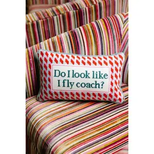 FURBISH Fly Coach Needlepoint Pillow, 15 X 9