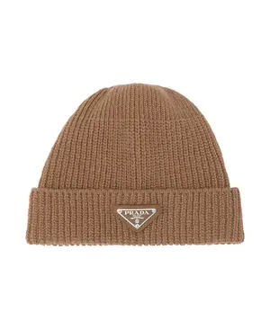 Prada Wool And Cashmere Beanie Brown