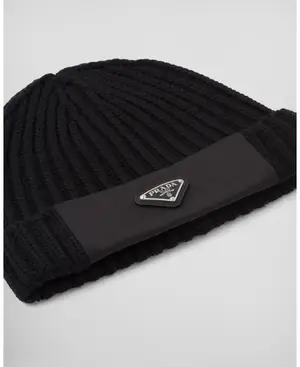 Prada Ribbed Wool Beanie
