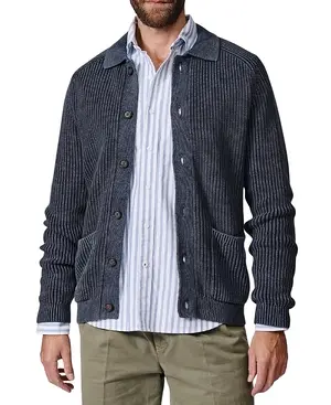 AUBIN Martin Ribbed Collared Long Sleeve Cardigan