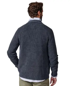 AUBIN Martin Ribbed Collared Long Sleeve Cardigan
