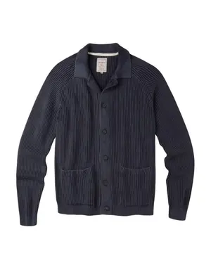 AUBIN Martin Ribbed Collared Long Sleeve Cardigan