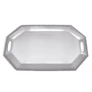 MARIPOSA Pearled Large Rectangular Tray - Silver