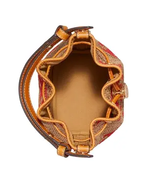 Tory Burch Romy T Monogram Straw Crossbody Bag - Natural