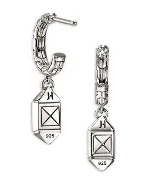 John Hardy Sterling Icon Diamond Pyramid Cluster Drop Earrings