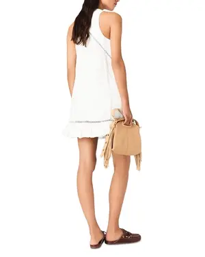 Maje Reenana Embroidered Linen Blend Dress